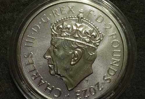 Монета Великобритания 2023 Карл в короне Серебро