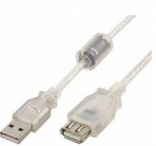 Cablexpert Кабель удлинитель USB2.0 Pro, AM/AF, 3м, экран, 2 феррит.кольца, прозрачный (CCF-USB2-ama