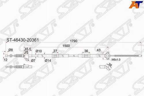 Трос ручника TY Corona /Caldina #T19# /21# 2WD (б