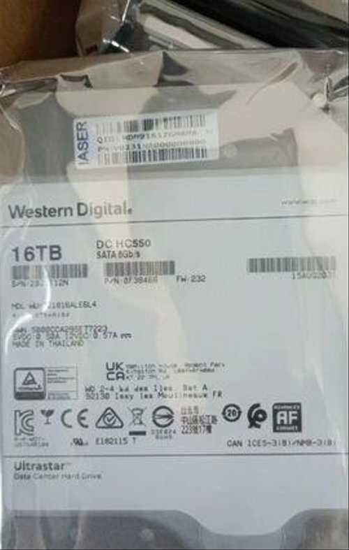 Жесткие диски HHD WD HC550 16T, как новые