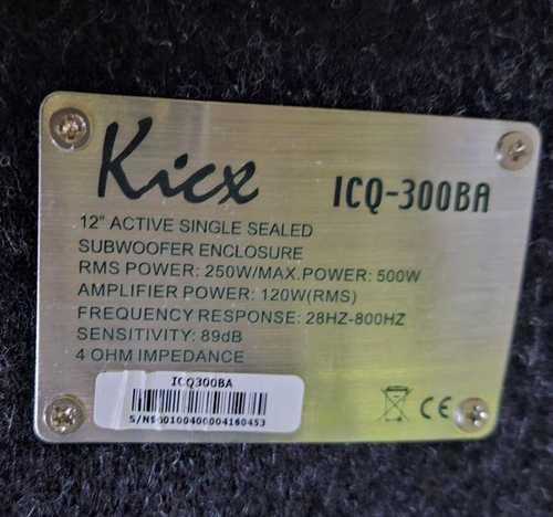 Сабвуфер Kicx ICQ 300 BA