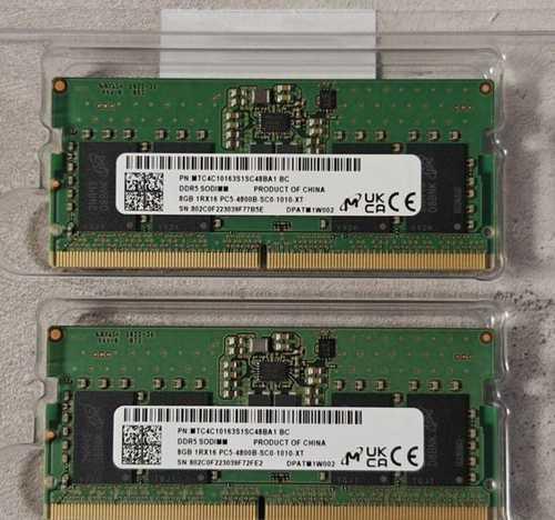 SO-dimm DDR5 4800 Micron, 16 Гб кит (2x8 Гб)