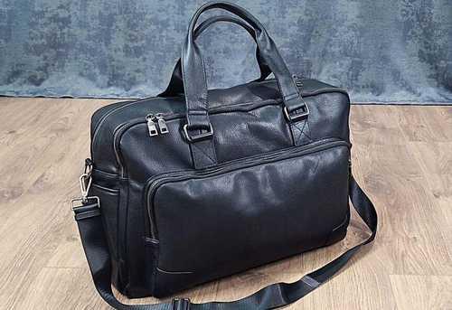 Мужская кожаная сумка дорожная DX019 black новая