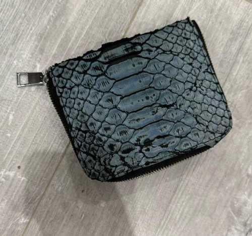 Кошелек мини голубой из кожи питона