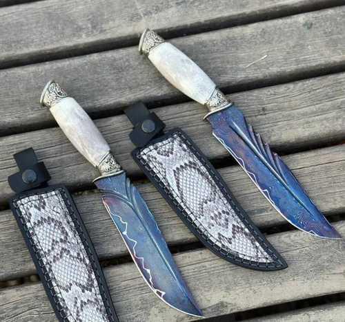 Нож никелированный Дамаск рог лося (Арт.55249)