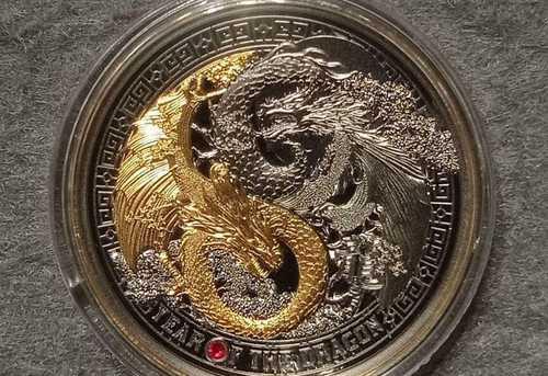 Монета Камерун 2024 Год дракона Серебро