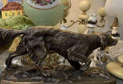 Бронзовая скульптура Сеттер, охотничья собака