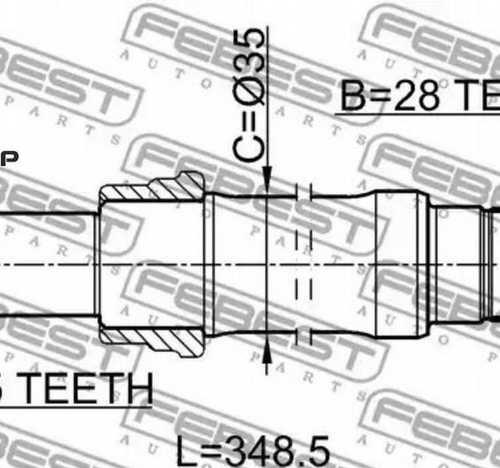 Febest 1512001 Полуось chery tiggo T11 2006-2013 п