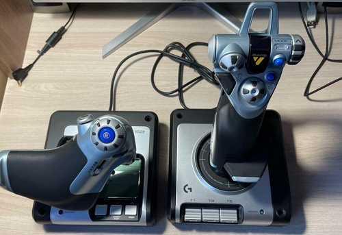 Джойстик Logitech Flight X52 Control System серый