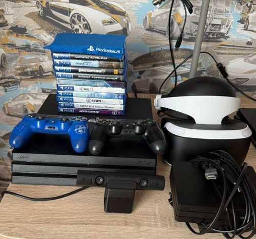 Sony playstation 4 pro 1tb 2 джойстика и VR очки