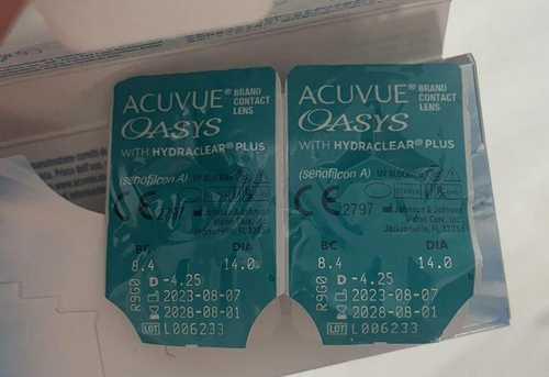 Линзы контактные acuvue oasys двухнедельные -4.25