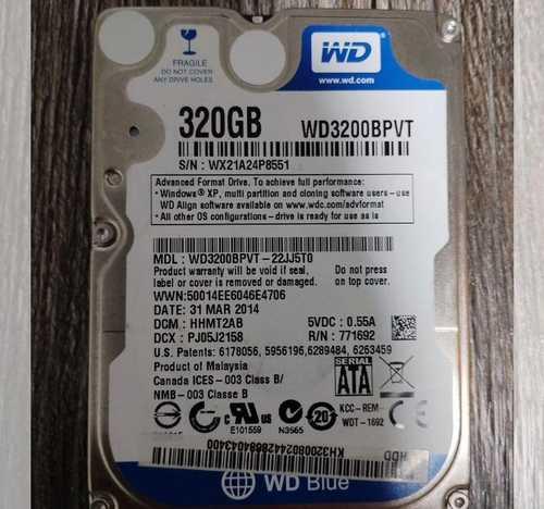 Жесткий диск для ноутбука WD 3200bpvt 2,5" 320 Gb