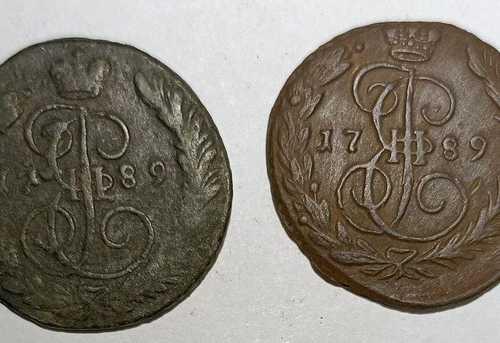 2 монеты по копейке 1789 ем