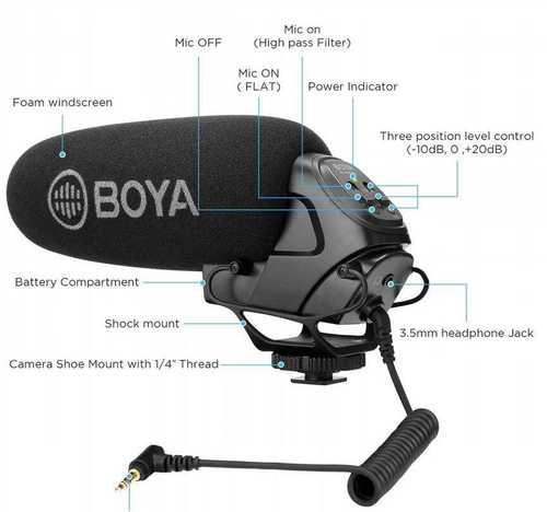 Накамерный конденсаторный микрофон Boya BY-BM3031