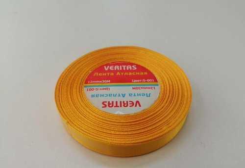 Лента атласная Veritas шир 12мм цв S-001 желтый (у