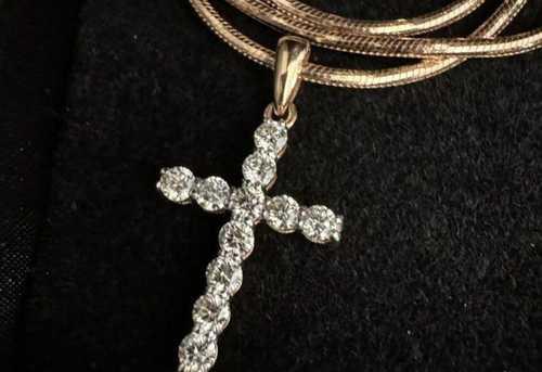 Крестик золотой с бриллиантами