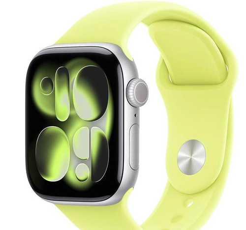 Смарт-часы Apple Watch Series 11, GPS 46 мм Al Silver Case w Neon Yellow Sport Band — M/L