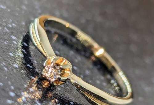 Золотое кольцо с бриллиантом 585 16,5 размер