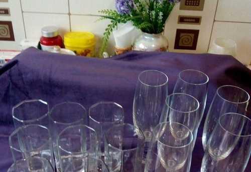 Фужеры (Богемия под шампанское).стаканы для сока