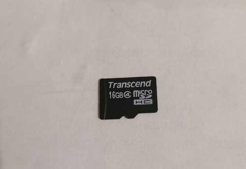 Карта памяти MicroSD 16Gb Transcend