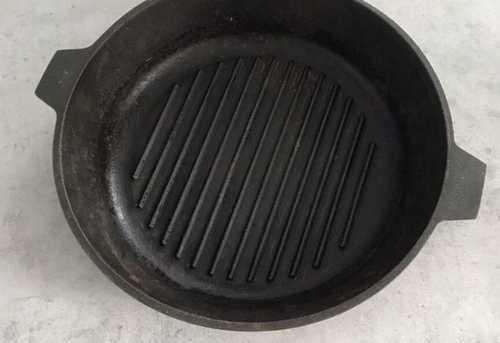 Чугунная сковорода гриль (28 диаметр-6высота)