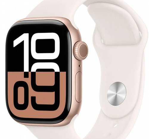Apple watch series 10 gps 42мм корпус из алюминия rose gold+ремешок sport band light blush (m/l)