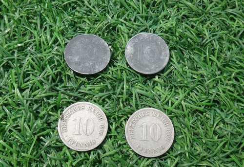 Монеты 10 пфеннигов 1900, 1922, 1941 гг