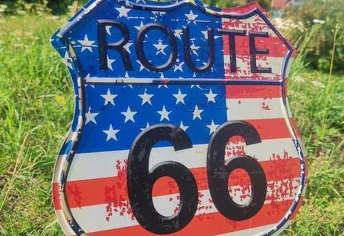 Декоративная металлическая табличка Route 66