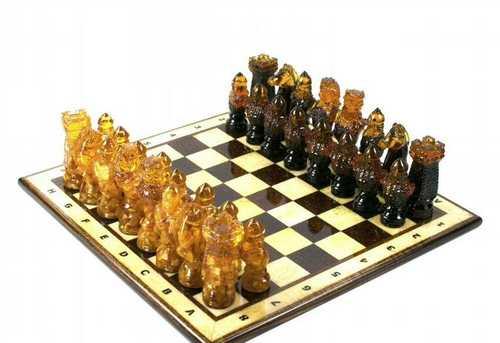 Шахматы из янтаря "Сказка светлые" 35х35 см