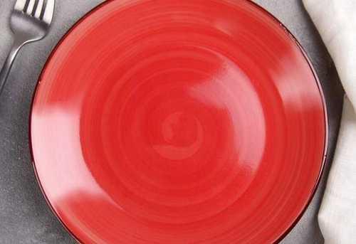 Тарелка керамическая, d19 см,цвет красный,арт.140