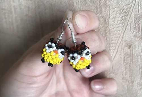 Серьги совы из бисера