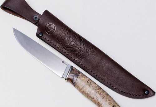 Нож Пантера - сталь М390, зуб мамонта, кап клена