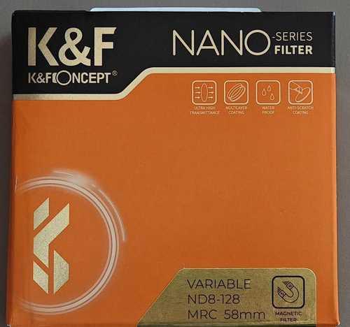 ND фильтр K&F Concept Magnetic Nano-X ND8-128 58mm