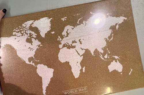 Пробковая доска карта мира 60*40