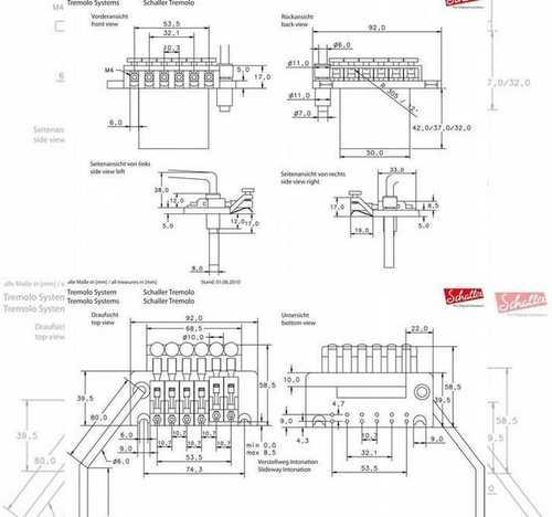 Schaller 13020237.02 Бридж (струнодержатель) тремоло с фиксаторами