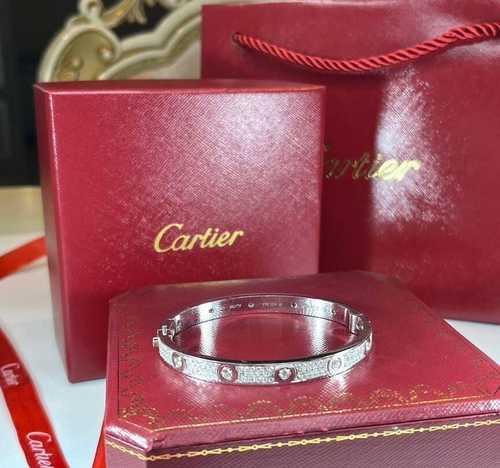 Браслет cartier love белое золото