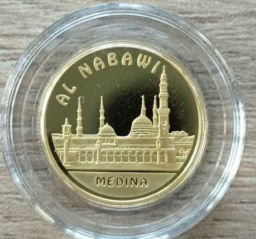 Золотая монета мечеть "AL nabawi", 3,11 гр