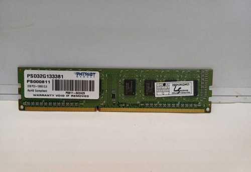 Оперативная память Patriot DDR3 2048/10600/1333 P