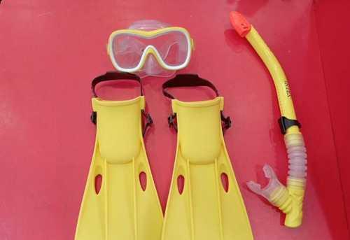 Подводные ласты+маска+трубка для дыхания (детский