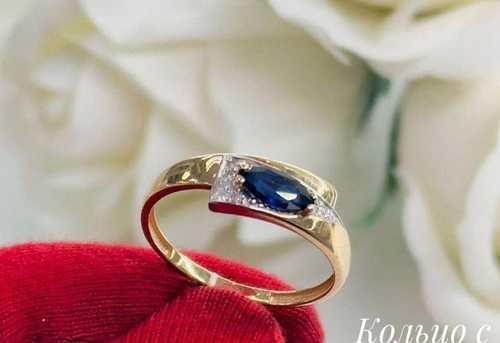 Золотое кольцо с бриллиантами и корундом