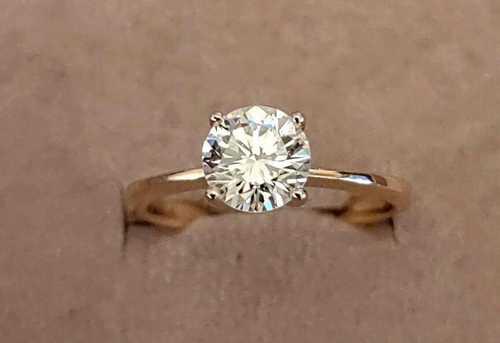 Новое золотое кольцо с бриллиантом 1,15 ct