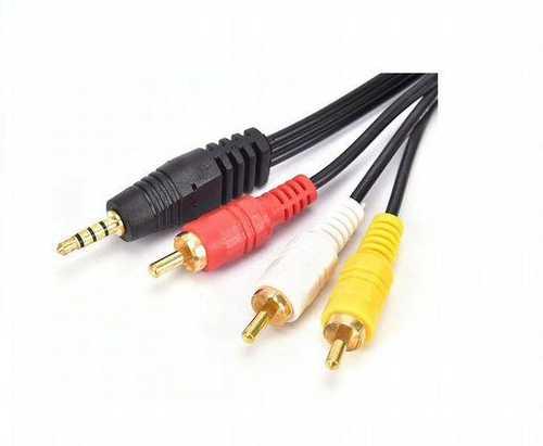 Кабель 3RCA - mini jack 3.5мм 4 pin 1.5 м, черный