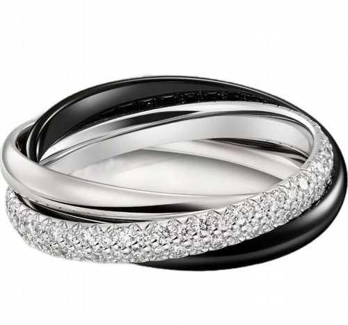 Юв. изделие Cartier Trinity ring, ceramic, small model, half-paved B4235400   подарок 1 год гарантии