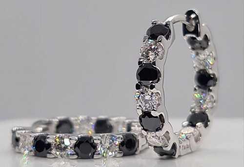 Серьги кольца с бриллиантами(муассанитами)
