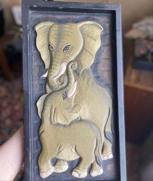 Картина из дерева «слон»