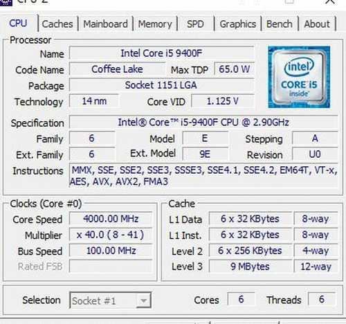 Процессор intel core i5 9400f lga1151v2