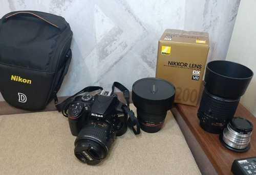 Зеркальный фотоаппарат nikon d3400 и 3 объектива