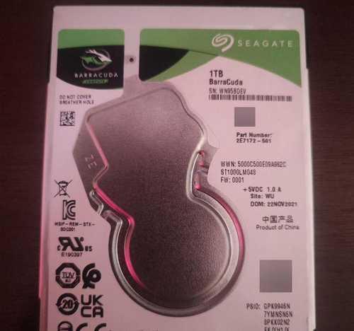 Жесткий диск Seagate Barracuda ST1000LM048, 1тб