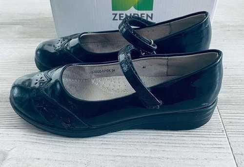 Школьные чёрные туфли на девочку 34 размер Zenden