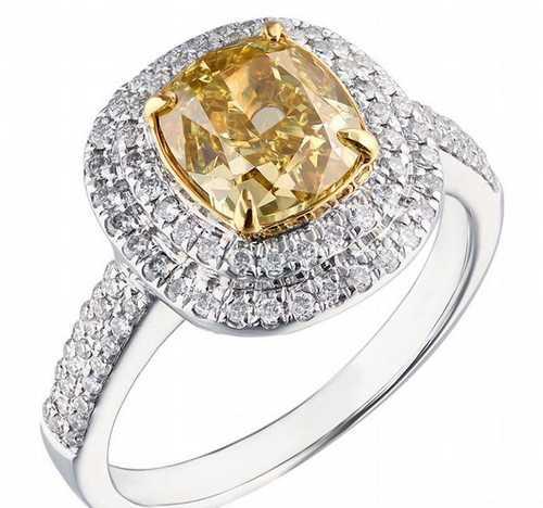 Кольцо GIA 2,08 ct Fancy Brownish Greenish Yellow/VS1